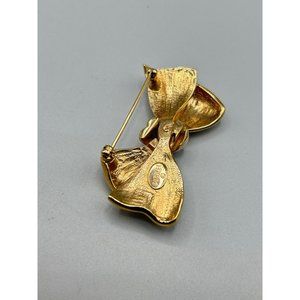 Carolee | Jewelry | Vintage Carolee Bow Pin Brooch Gold Tone With Black ...